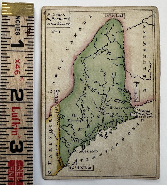 Maine state c.1820-24 rare Melish miniature state map original hand co ...