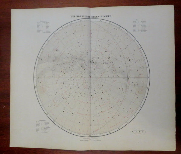 Northern Night Sky Constellations Milky Way 1885 Flemming detailed map ...