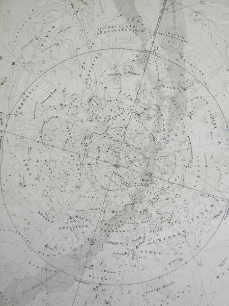 Northern Night Sky Constellations Milky Way 1875 Stieler & Bruhns deta ...