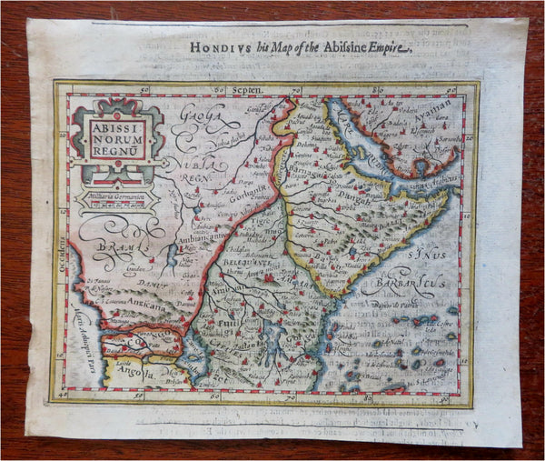 Abyssinian Empire East & Central Africa Red Sea c.1630s Hondius hand c – Brian DiMambro