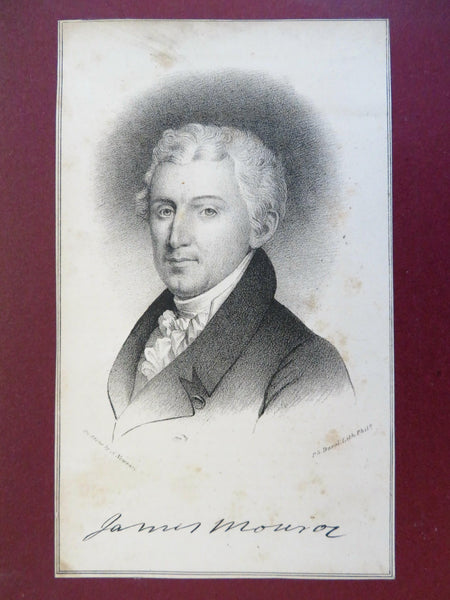 John Adams & James Monroe Founding Fathers c. 1790-1830's Engraved Por ...