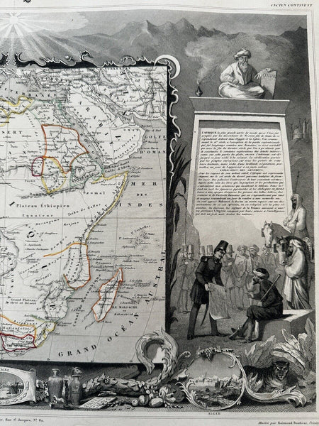 African continent Mts of Moon 1845 decorative pictorial map camel nati ...