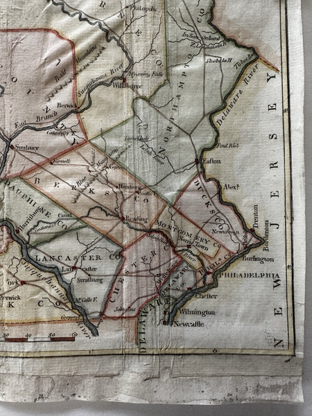 Pennsylvania 1796 Harris Doolittle rare American hand colored early st ...