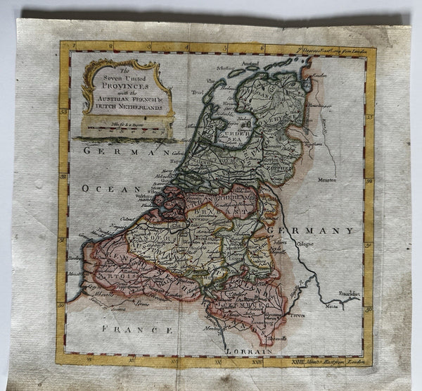 Dutch Netherlands Seven United Provinces 1770 Charming miniature map h ...