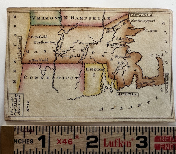 Massachusetts c.1820-24 rare Melish miniature state map original hand ...