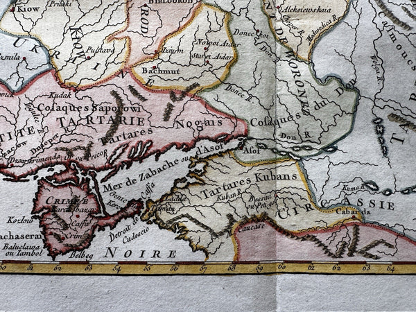 Russia Moscow in Europe Ukraine Asia Caspian 1760s Bellin coastal hand ...