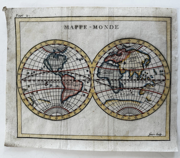 California as Island World in spheres 1788 Faure rare engraved hand co ...
