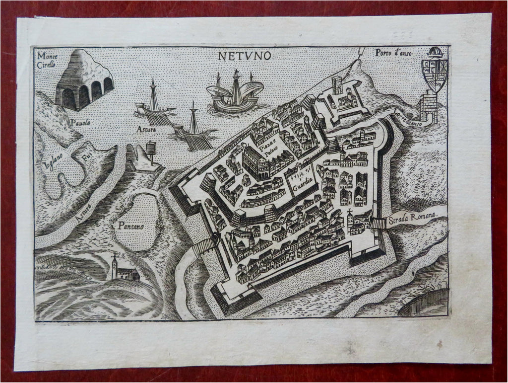 Nettuno Italy Rome Comune City Plan Fortifications Ship 1629 Bertelli ...