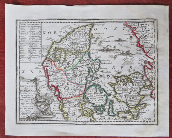 Denmark Copenhagen Jylland Sjaelland 1729 Chiquet decorative engraved ...