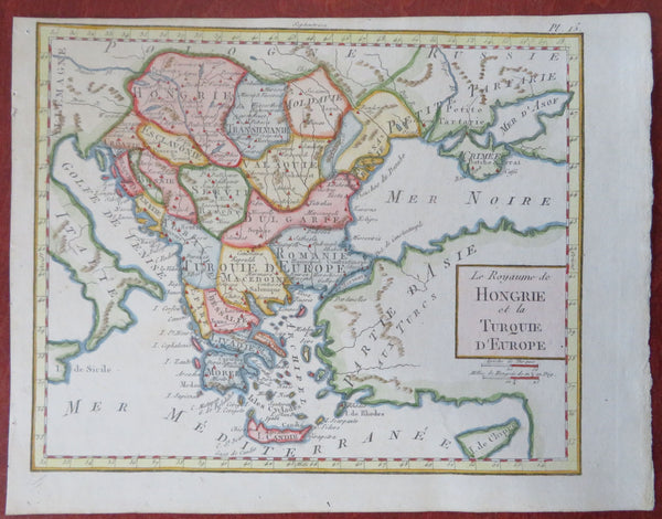 Ottoman Empire Kingdom of Hungary Serbia Greece Albania c. 1780 hand c ...