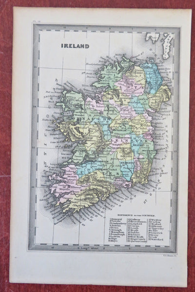 Ireland 1832 Carey & Lea charming miniature map w/ old hand color ...