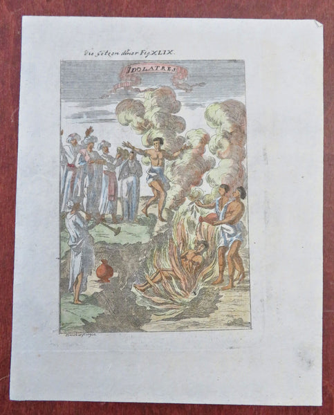 India Mortuary Pyre Sati Indian Funeral Practice 1719 Mallet hand colo ...