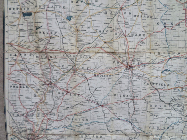 Ohio Railroad map 1912 rare large decorative linen backed map – Brian ...