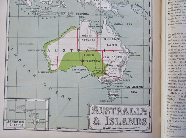 World Geography People & Cultures 1873 Mary Hall book w/ 19 maps wood ...