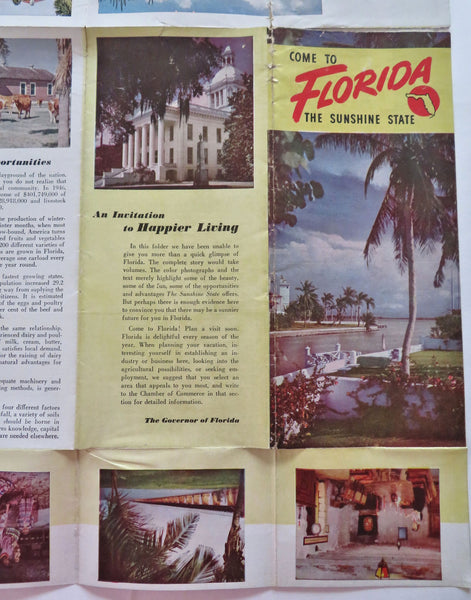 Florida Tourist Info State Map Sightseeing c. 1950's pictorial tourist ...