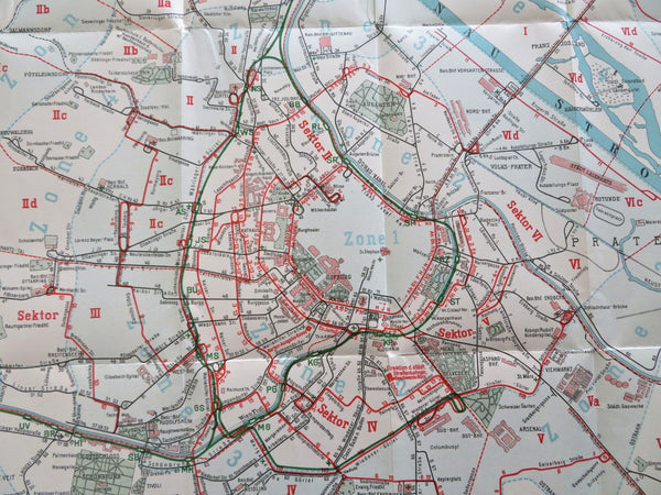 Vienna Austria Tourist travel bus & tram lines Map 1926 City Plan ...