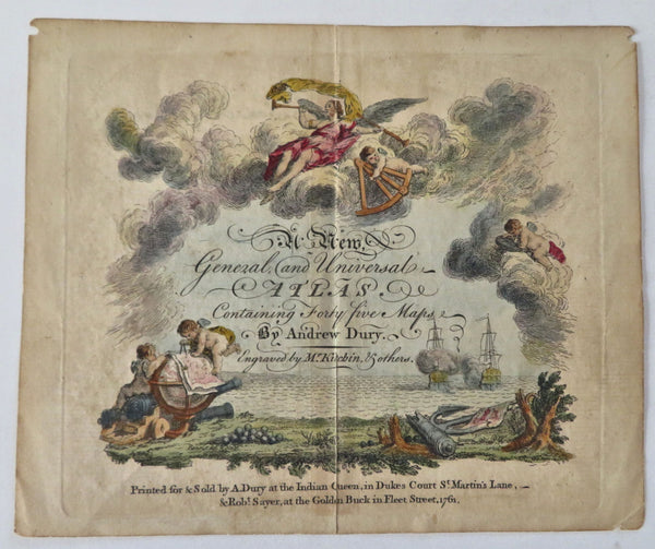 Dury Atlas Allegorical Title Page Cherubs Globe 1761 Engraved Print ...