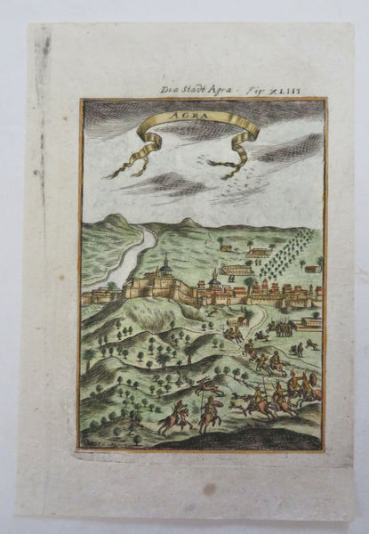 Agra Mughal Capital India Soldiers Cavalry Lancers 1719 Mallet city vi ...