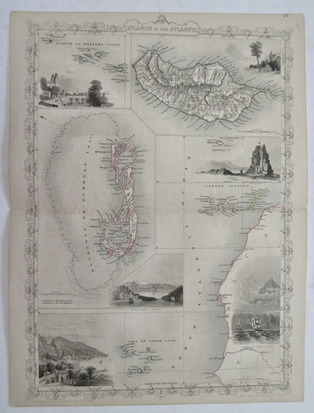 Bermuda Canary Islands Cape Verde Azores Madeira 1850 Tallis decorativ ...