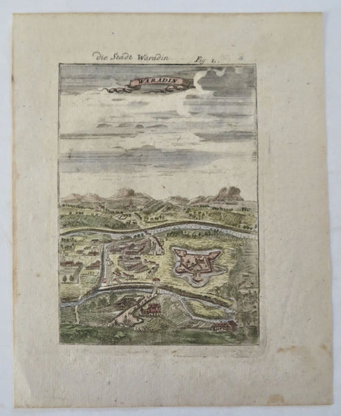 Waradin Romania Hungary Bird's Eye View 1719 Mallet City View Engraved ...