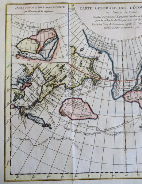 NW America Admiral de Fonte discoveries Mer de l'Ouest 1752 de L'Isle ...