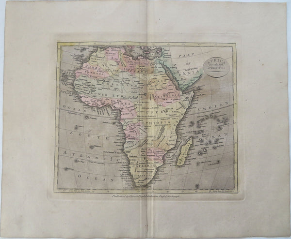Africa continent c. 1801 Oliver & Boyd rare map fantasy interior Nile ...