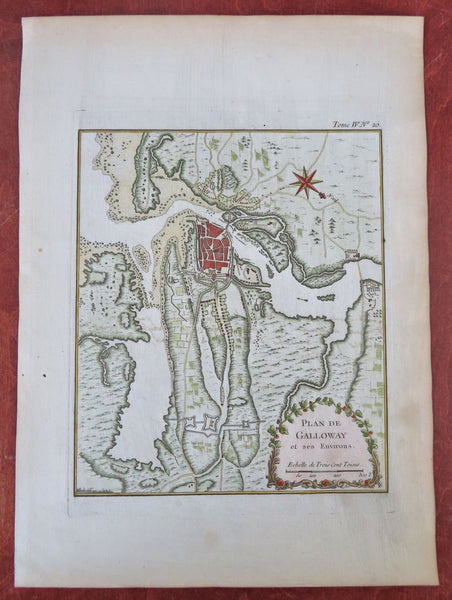 Galway Ireland Galloway city plan fortifications 1760 Bellin detailed ...