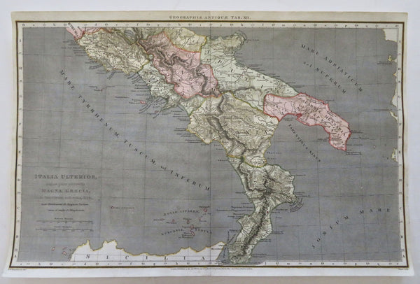 Southern Italy Roman Empire Latium Rome Apulia 1806 Tanner hand color ...