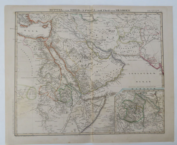 Arabian Peninsula Red Sea Mecca Persia Iran Tehran Abyssinia 1860 Stie ...