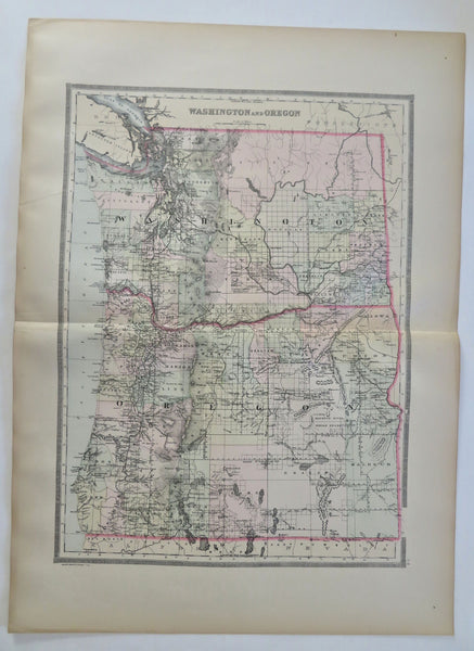 Washington & Oregon Pacific Northwest Seattle Portland Eugene 1889 Bra ...