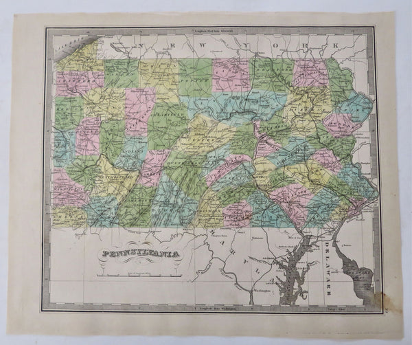 Pennsylvania Philadelphia Pittsburgh Erie c. 1842 J. Greenleaf Rare St ...