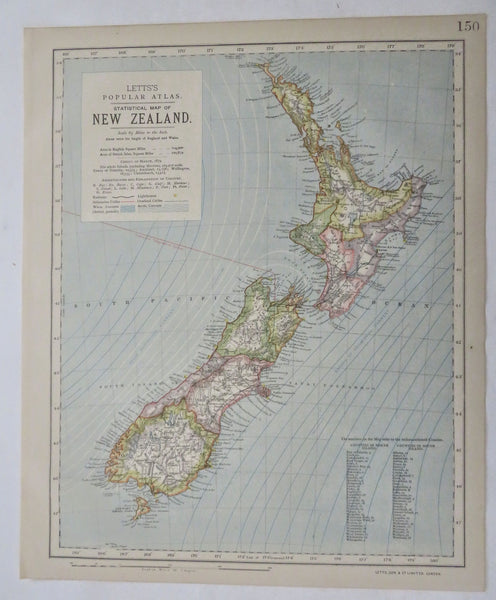 New Zealand Ocean Currents Submarine Telegraph Lines 1883 Lett's map ...