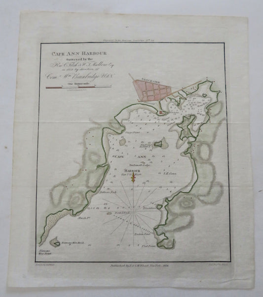 Cape Ann Harbor Massachusetts Gloucester 1854 Blunt coastal survey nau ...