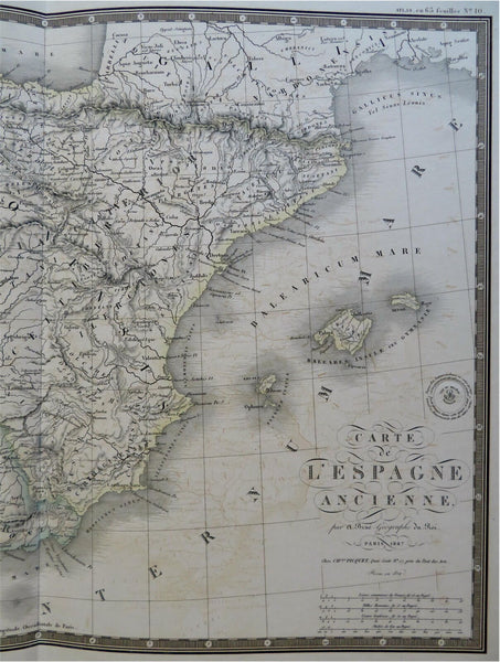 Ancient Spain Celt-Iberian Tribes 1827 Brue large detailed map hand co ...