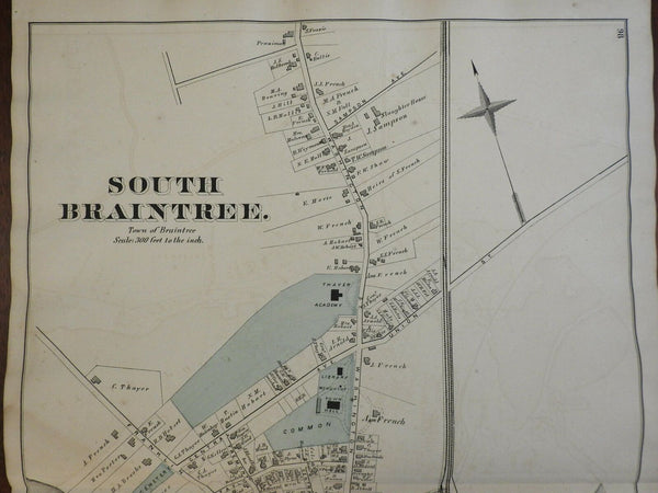 South Braintree Massachusetts 1876 Norfolk county detailed city plan m ...