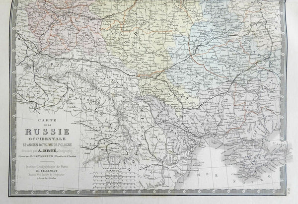 Russian Empire Baltic States Poland c. 1830's Brue large detailed map ...