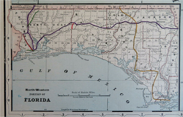 Florida Miami Tallahassee Tampa Orlando Jacksonville c. 1880's-90 Cram ...