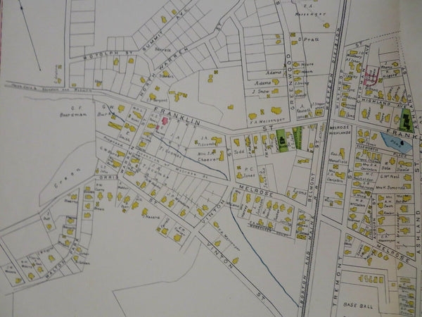 Melrose Middlesex Mass. Baseball Field 1889 Walker detailed township m ...