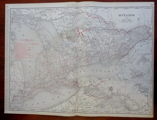 Ontario Railroads Toronto Ottawa 1901 Rand McNally large transportatio ...