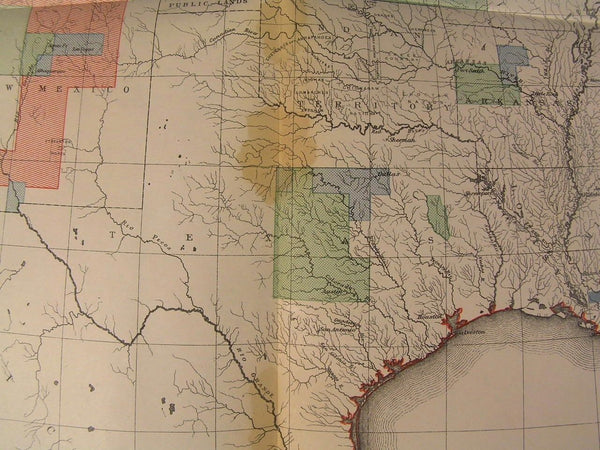 Topographic Survey of United States 1886-87 folio antique color map ...