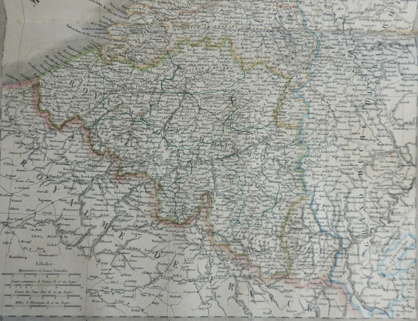 Low Countries Netherlands Belgium 1842 Brue large detailed map hand co ...