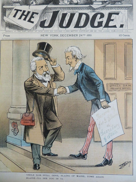 Uncle Sam US Politics Prosperity 1880s Puck Political Cartoons Lot x 2 ...