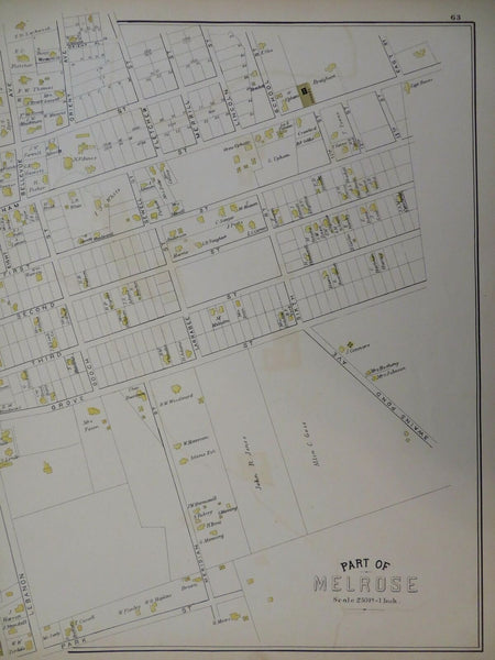 Melrose Middlesex Mass. Town Hall 1889 Walker detailed township map ...