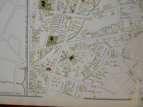 Melrose Middlesex Mass. Town Hall 1889 Walker detailed township map ...