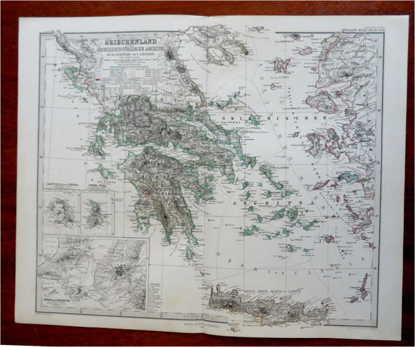 Kingdom of Greece Athens Santorini Crete Corfu 1869 Petermann detailed ...
