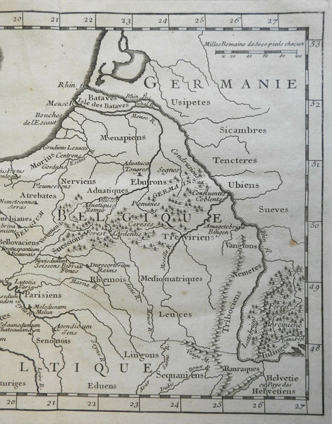 Belgium Ancient World Roman Empire Belgian Tribes 1730 Liebaux engrave ...