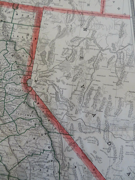 California Sacramento San Francisco Los Angeles 1884 Cram detailed sta ...