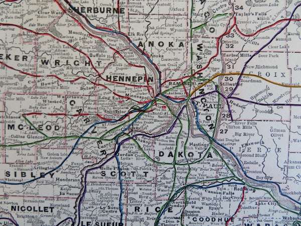 Minnesota Twin Cities Minneapolis St. Paul Duluth c. 1880's-90 Cram la ...