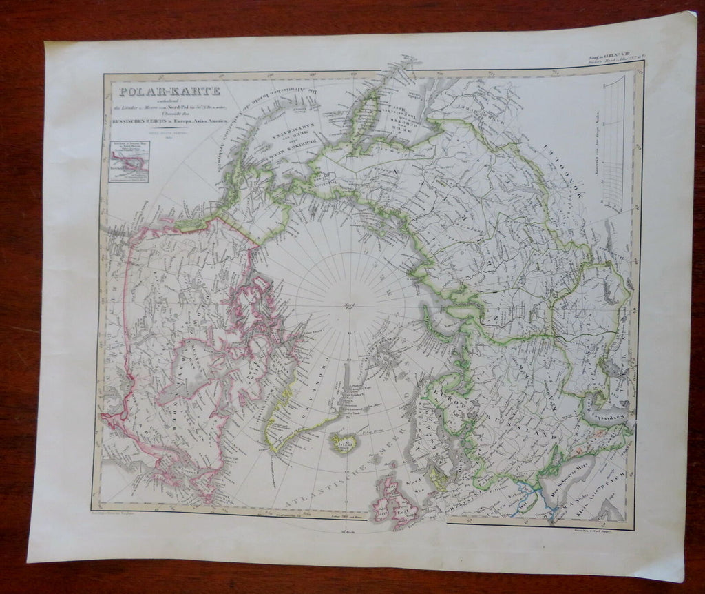 North Pole Canada Greenland Russia Scandinavia 1854 Berghaus detailed ...