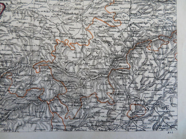 Spain & Portugal Madrid Lisbon Barcelona 1852 Flemming detailed 4 shee ...